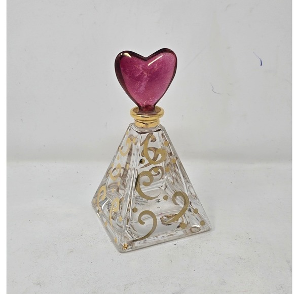 Bath | Vtg Italian Hand Painted Clear Glass Pyramid Perfume Bottle ...